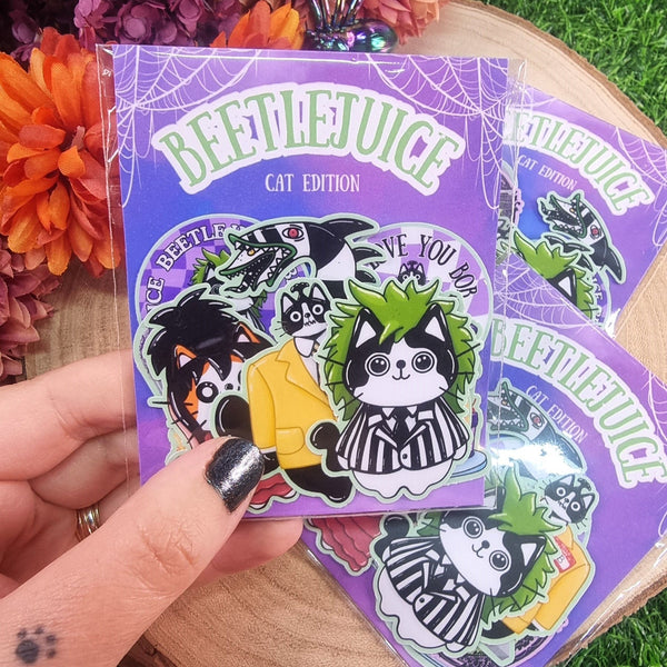 Beetlejuice Inspired Cat Sticker Pack – Crafty Ju Ju Designs